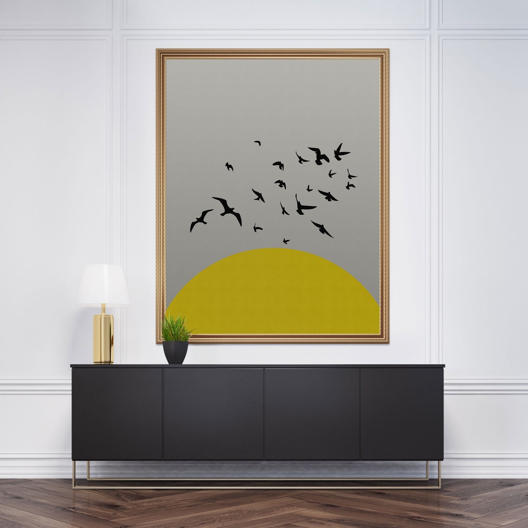 Birds Above the Sun Poster Print Minimalist Poster Print - Etsy