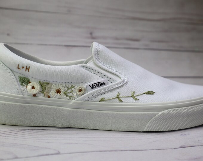 Embroidered Vans Slip on Shoes Personalized Embroidery on - Etsy