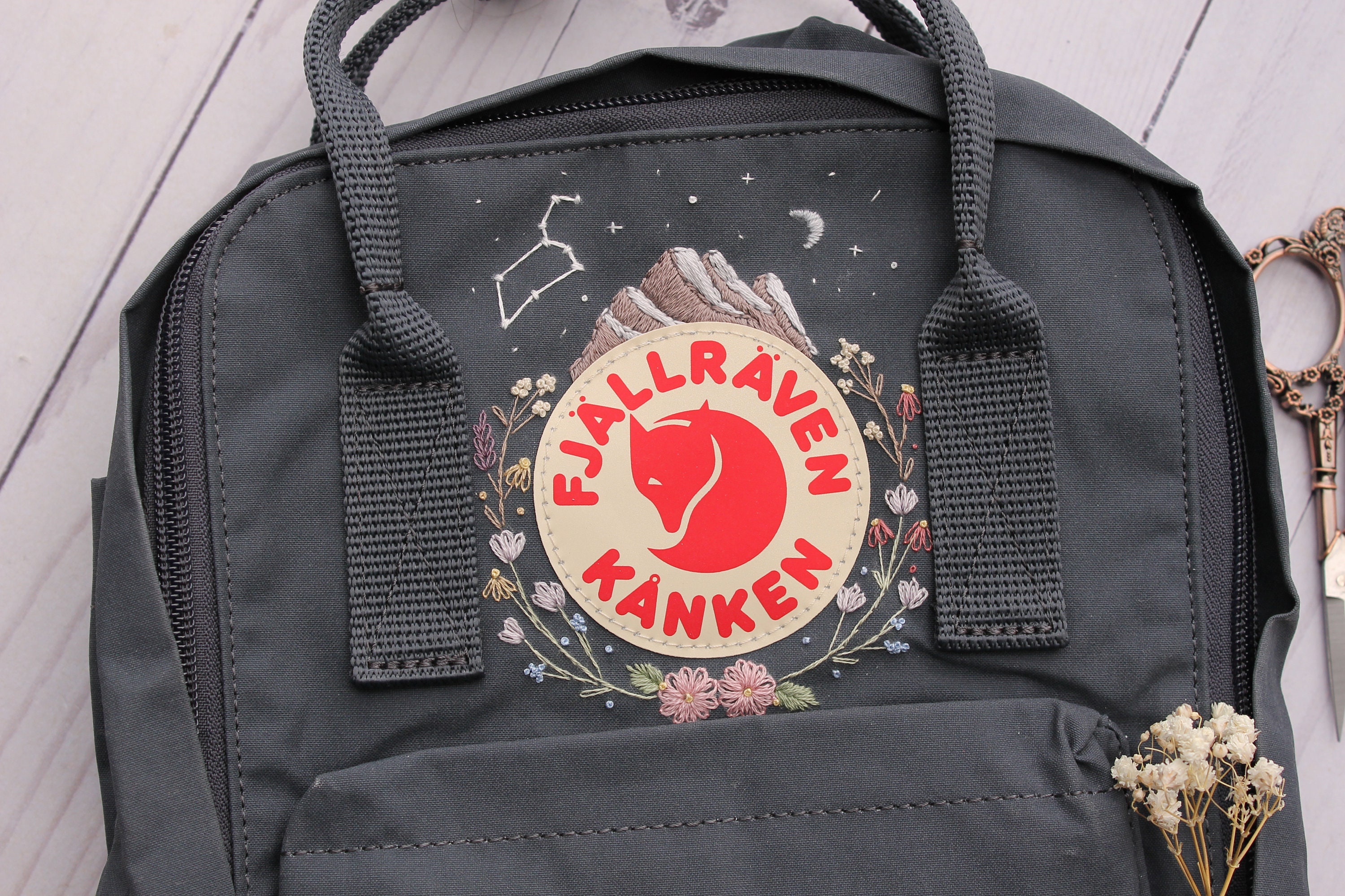 Embroidered Kanken Mountains with Flowers Custom Kanken with | Etsy