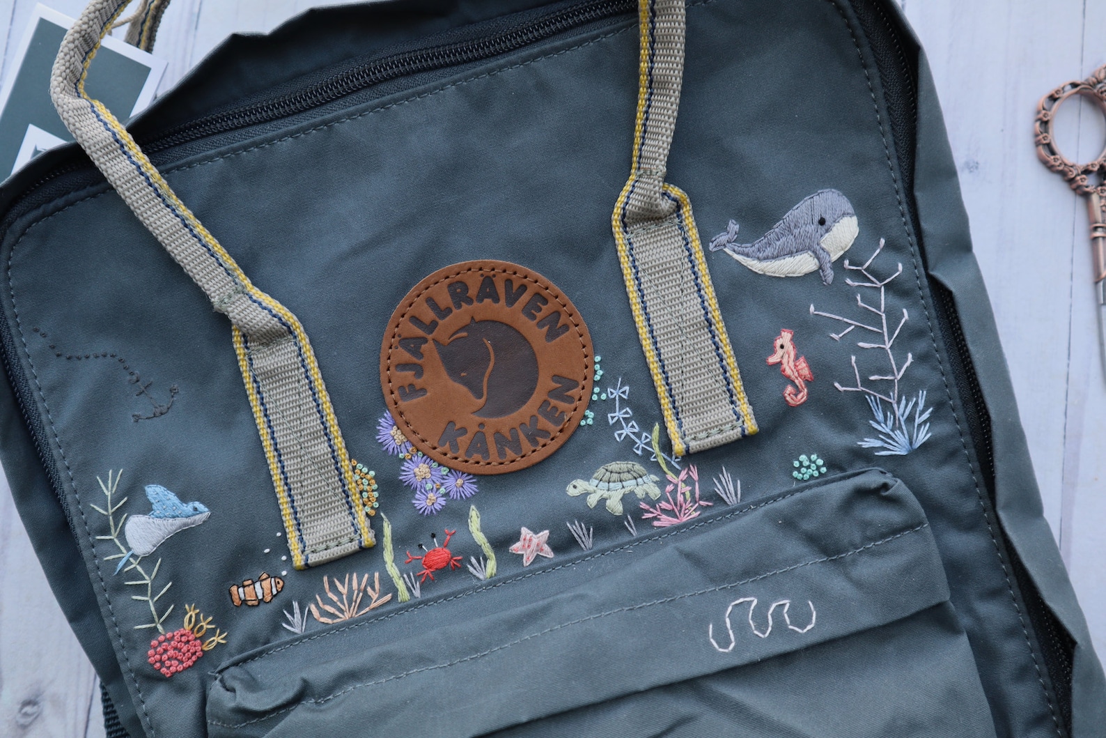 Custom Kanken Embroidery on Fjallraven Backpack, Under the Sea ...