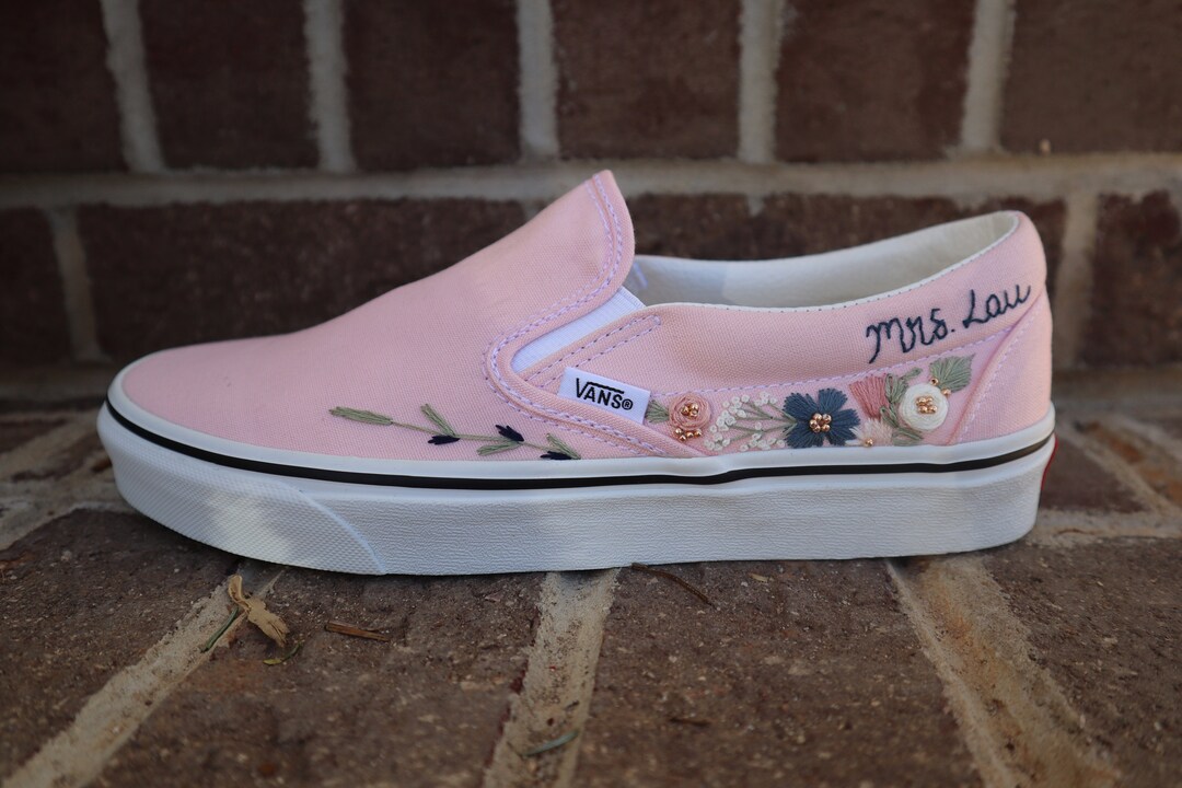 Embroidered Vans Slip on Shoes Personalized Embroidery on - Etsy