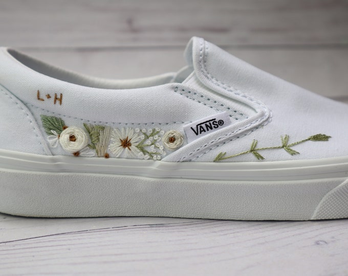 Custom Embroidered Vans Shoes by Hand to Order, Personalized Embroidery ...