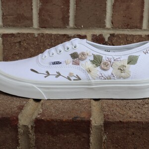 Embroidered Vans Bridal Shoes - Vans Authentic With Custom Hand ...