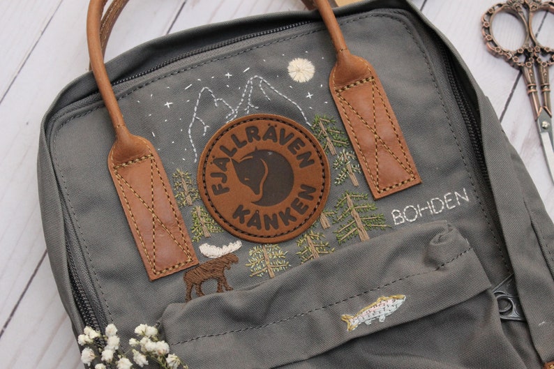 Custom Kanken Mini Backpack Hand Embroidered With Personalized Design ...