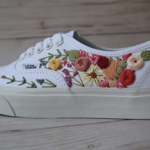 Custom Embroidered Vans Shoes by Hand to Order, Match Your Bridal ...