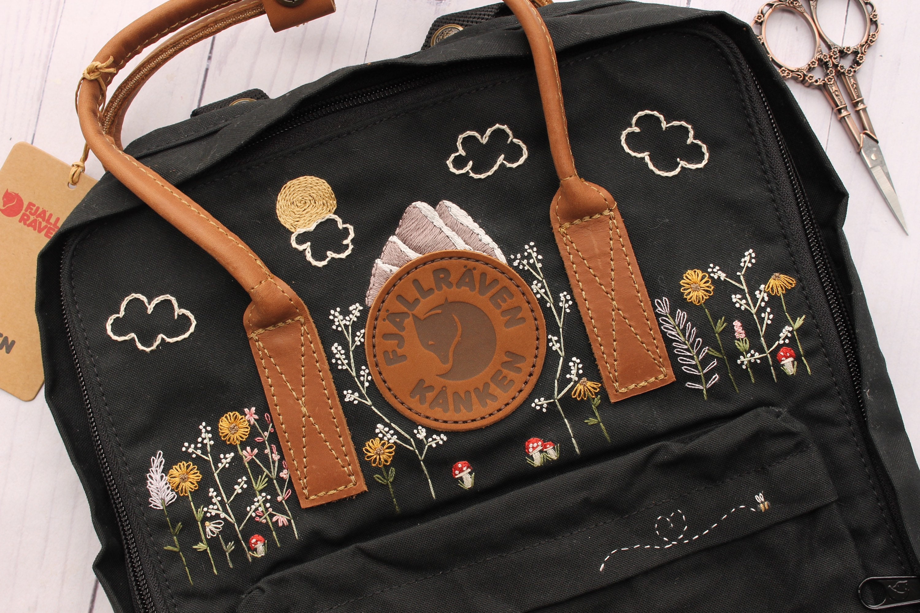 Embroidered Kanken Mountains with Flowers Custom Kanken with | Etsy