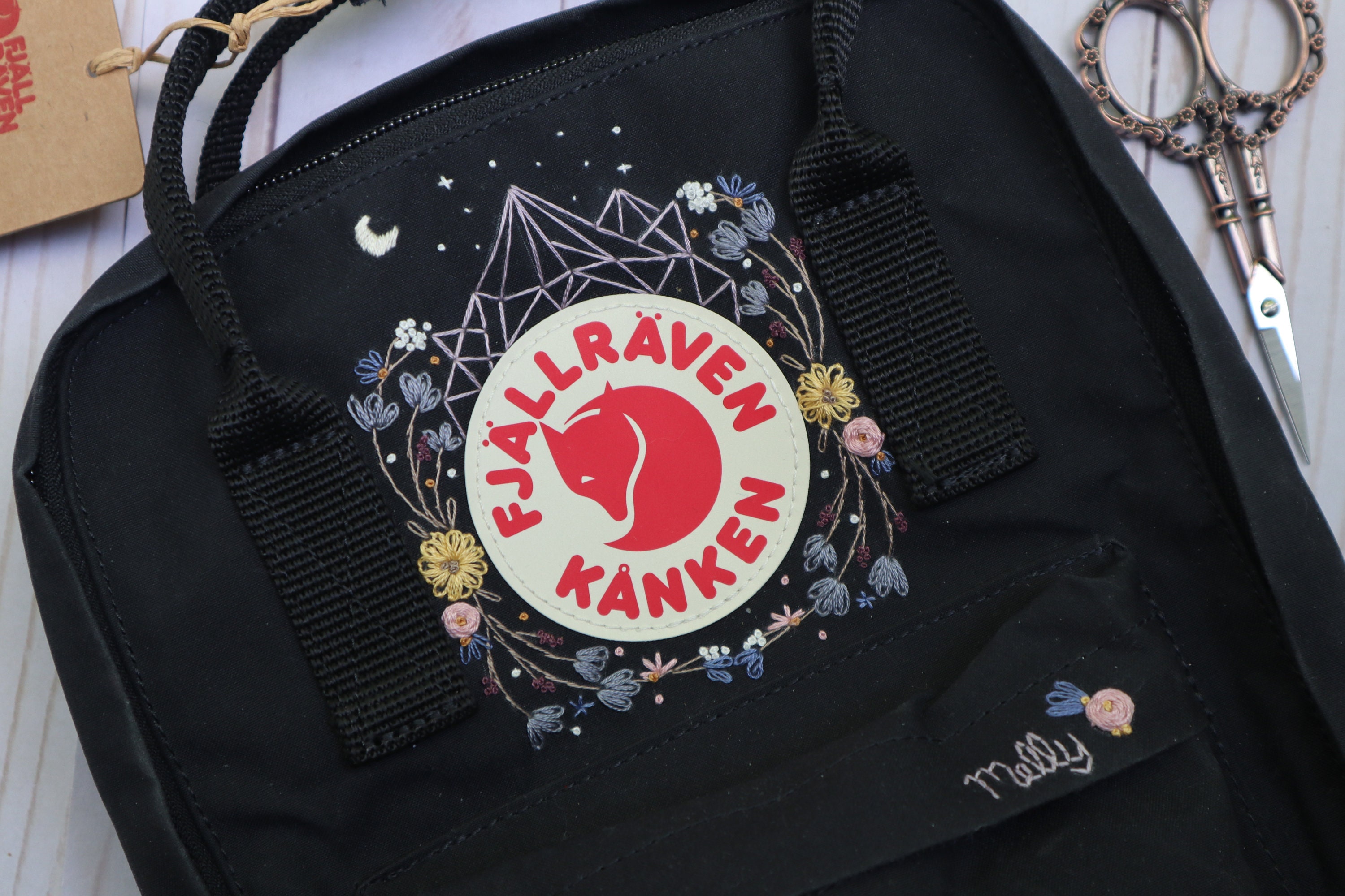 Embroidered Kanken Mountains with Flowers Custom Kanken with | Etsy