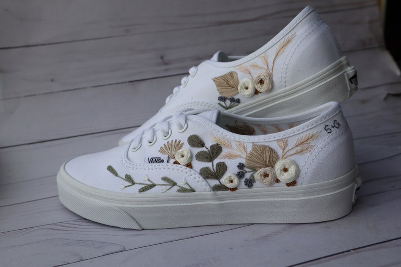 Custom Embroidered Vans Shoes by Hand to Order, Personalized Embroidery ...