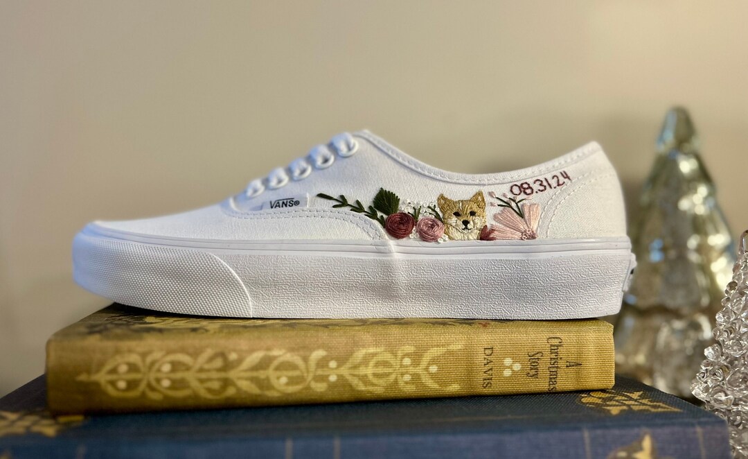 Embroidered Dog Vans Shoes - Custom Dog Embroidery on Vans Authentic ...
