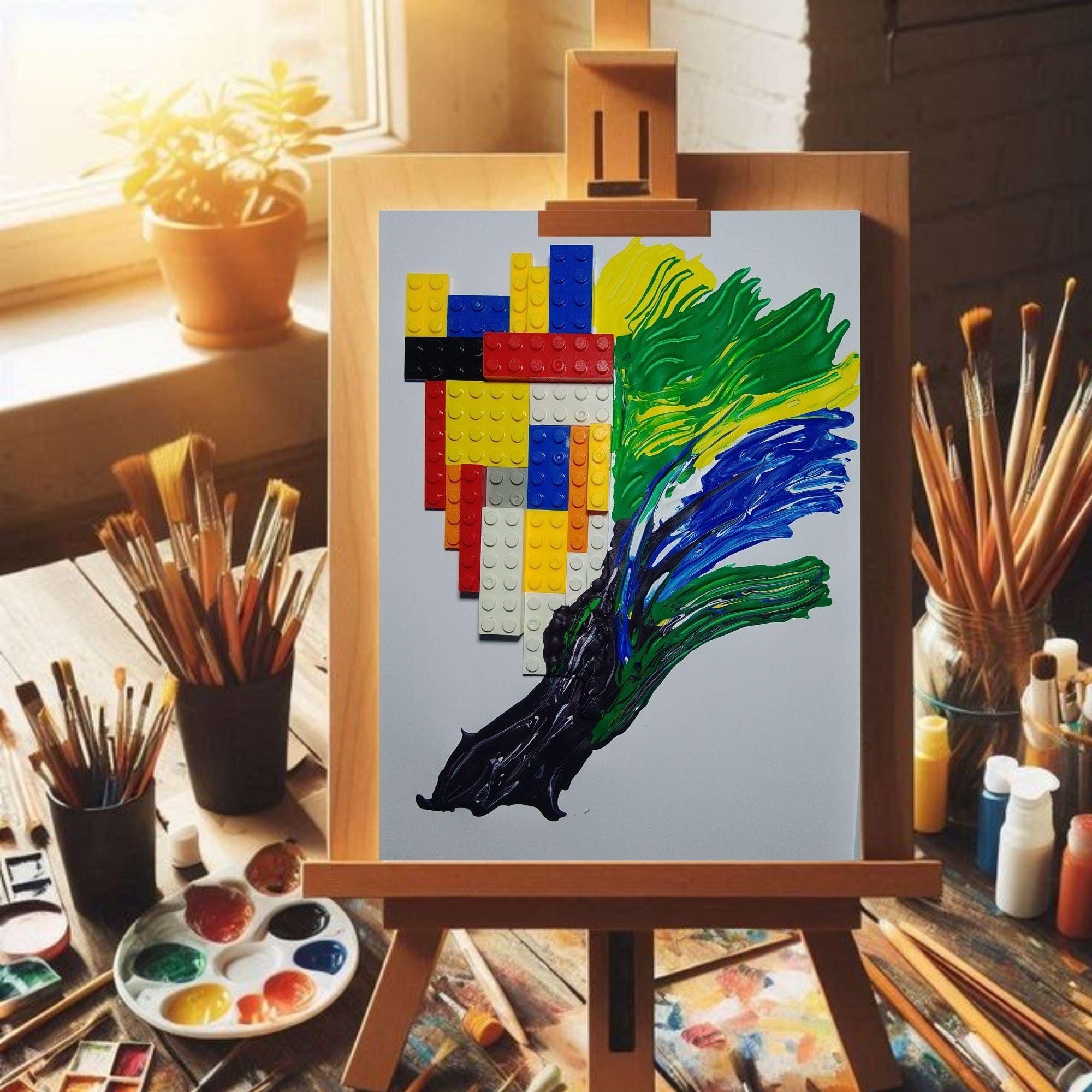 Colorful Building Block Art-handmade Brick Art Piece-handmade Colorful ...
