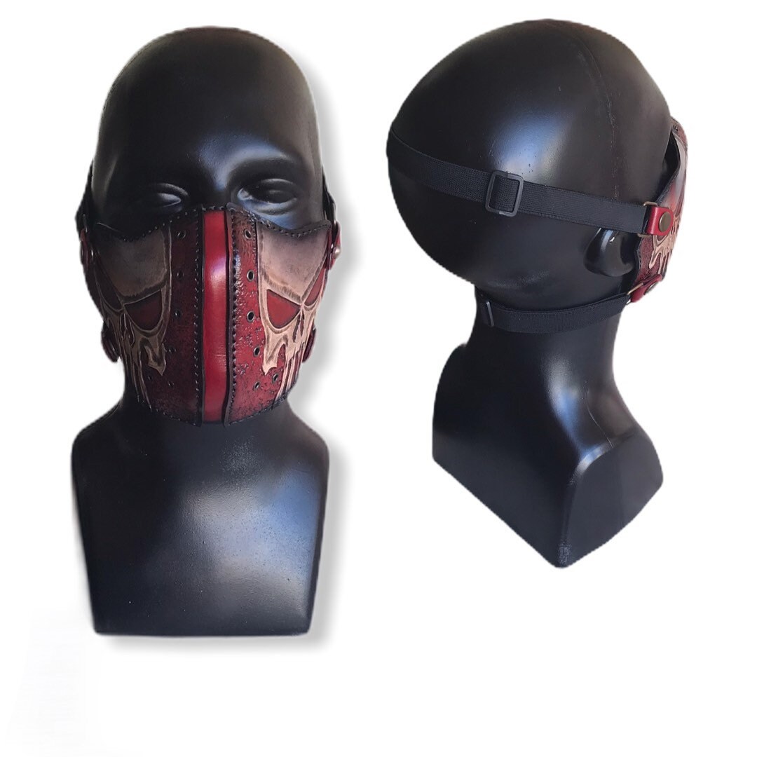 Punisher Skull Mask Leather Half Face Mask Motorcycle Mask - Etsy