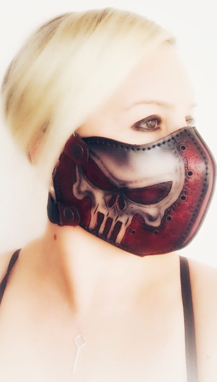 Punisher Skull Mask Leather Half Face Mask Motorcycle Mask - Etsy