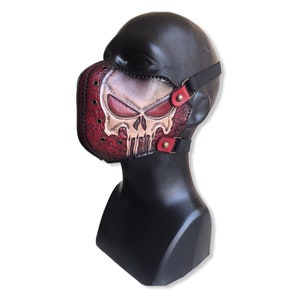 Punisher Skull Mask, Leather Half Face Mask, Motorcycle Mask - Etsy