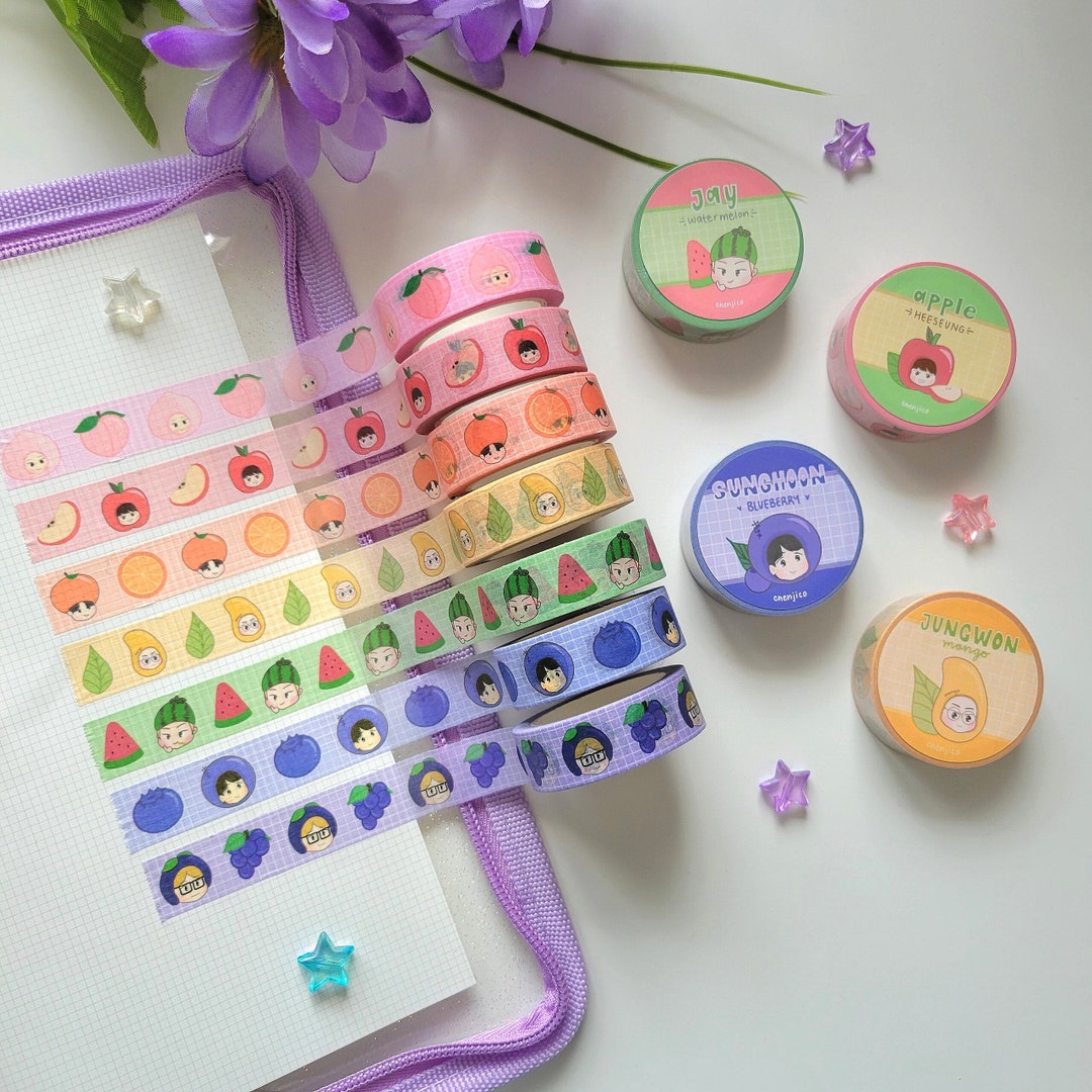 ENHYPEN Chamber 5 Fruit Juice Grid Washi Tape K-pop Stationery Heeseung ...