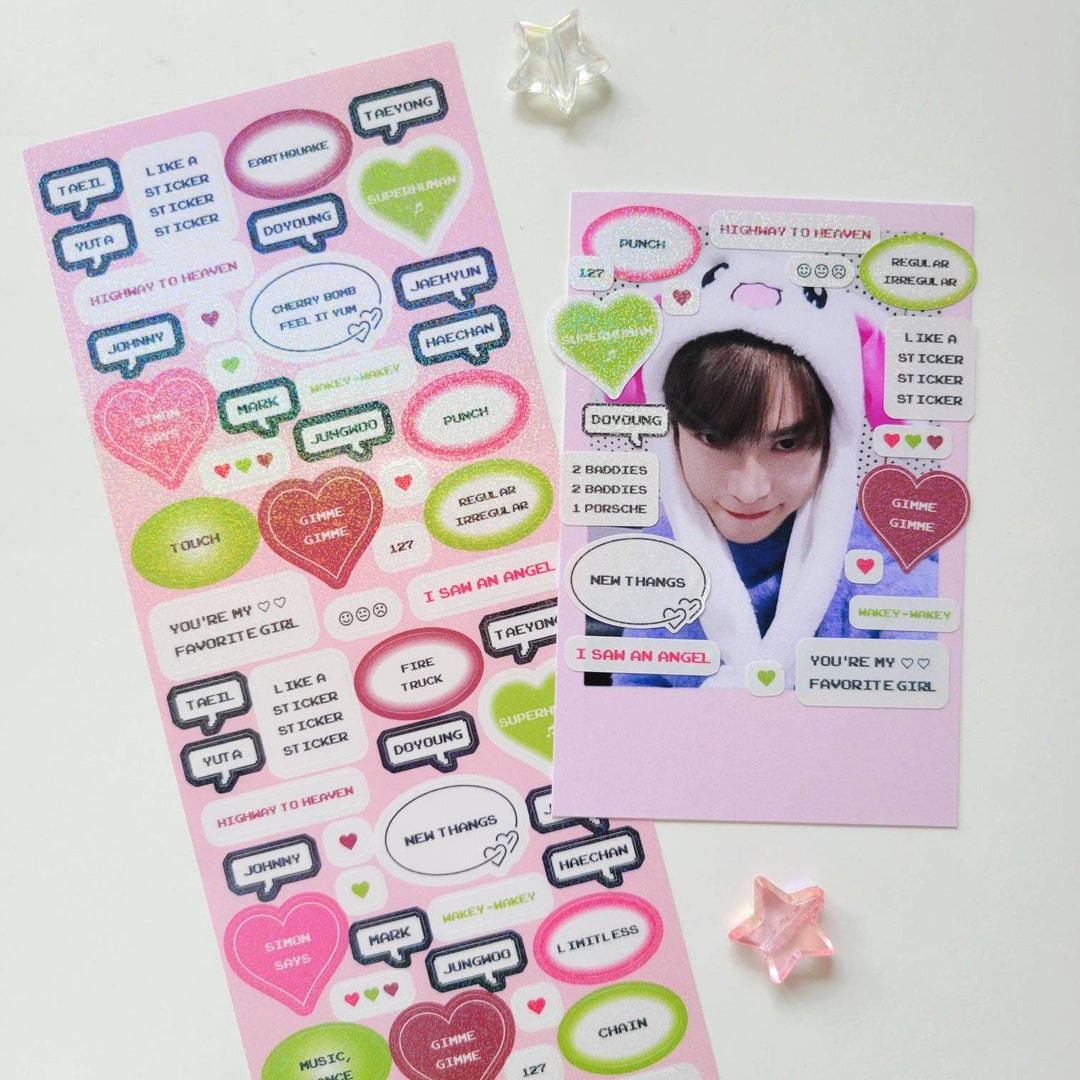 NCT 127 Title Tracks Text Box Holographic Deco Polco Sticker Sheet ...