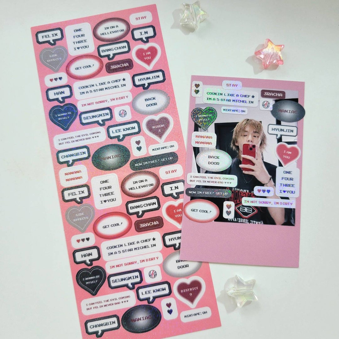STRAY KIDS Title Tracks Text Box Holographic Deco Polco Sticker Sheet ...