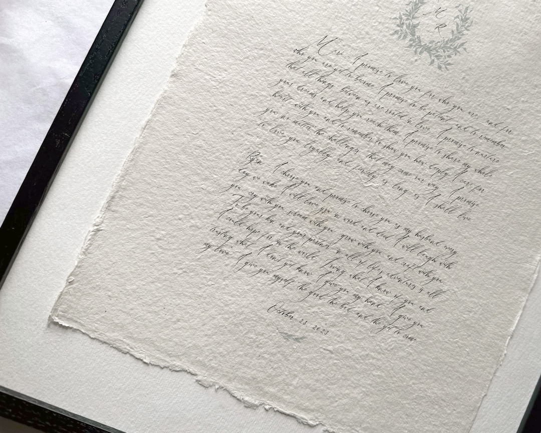 Wedding Vows Gift Handmade Paper First Anniversary Gift Paper ...