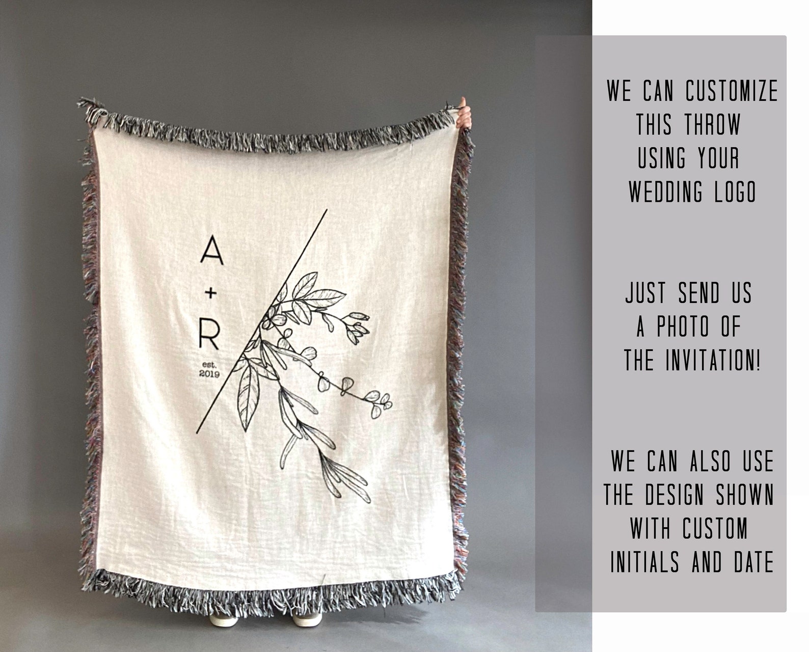 Personalized Wedding Gift Wedding Logo Throw Blanket - Etsy