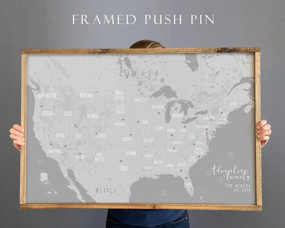 Personalized Push Pin Map Framed USA Map Wedding Gift for - Etsy