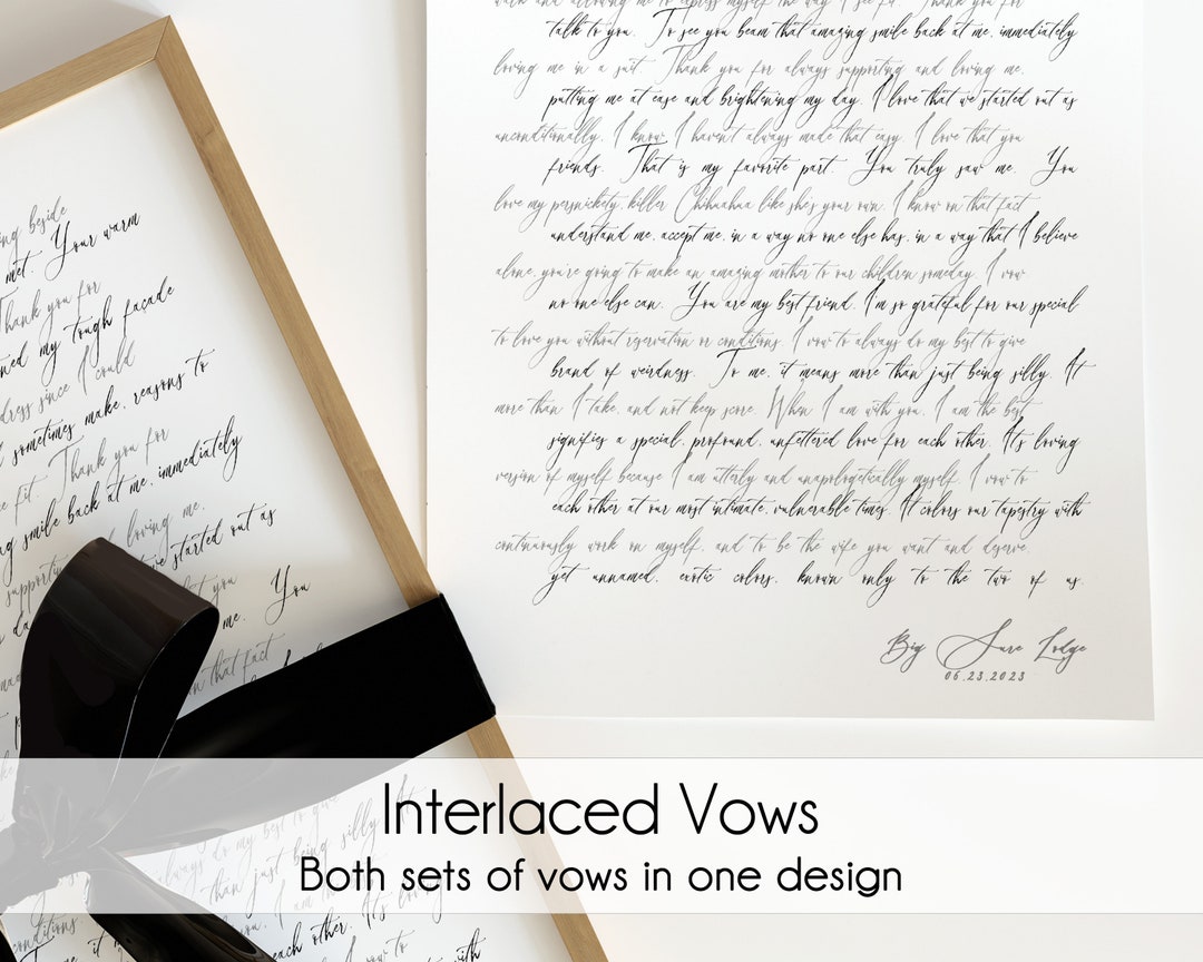 Wedding Vows Interlaced Personalized Wedding Vows Print Unique Wedding Vows Gift Bespoke Wedding ...