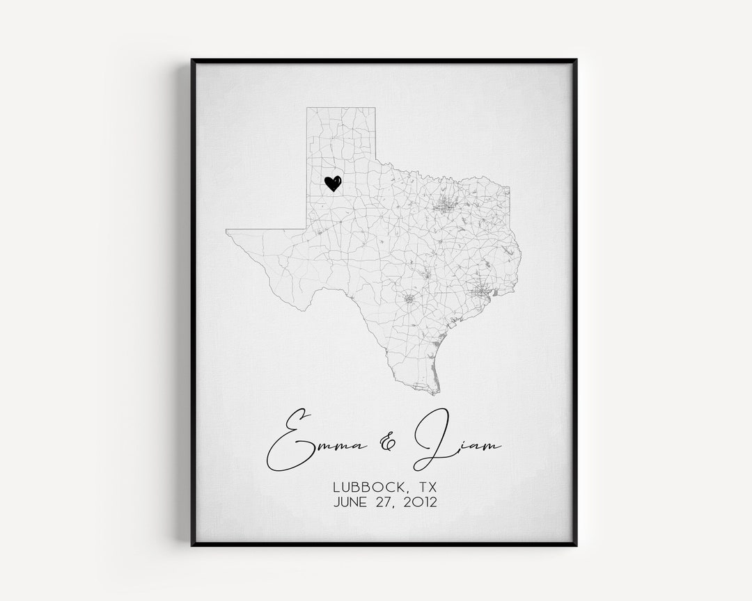 Custom State Map, Where We Met Map Print, Personalized Wedding Gift ...