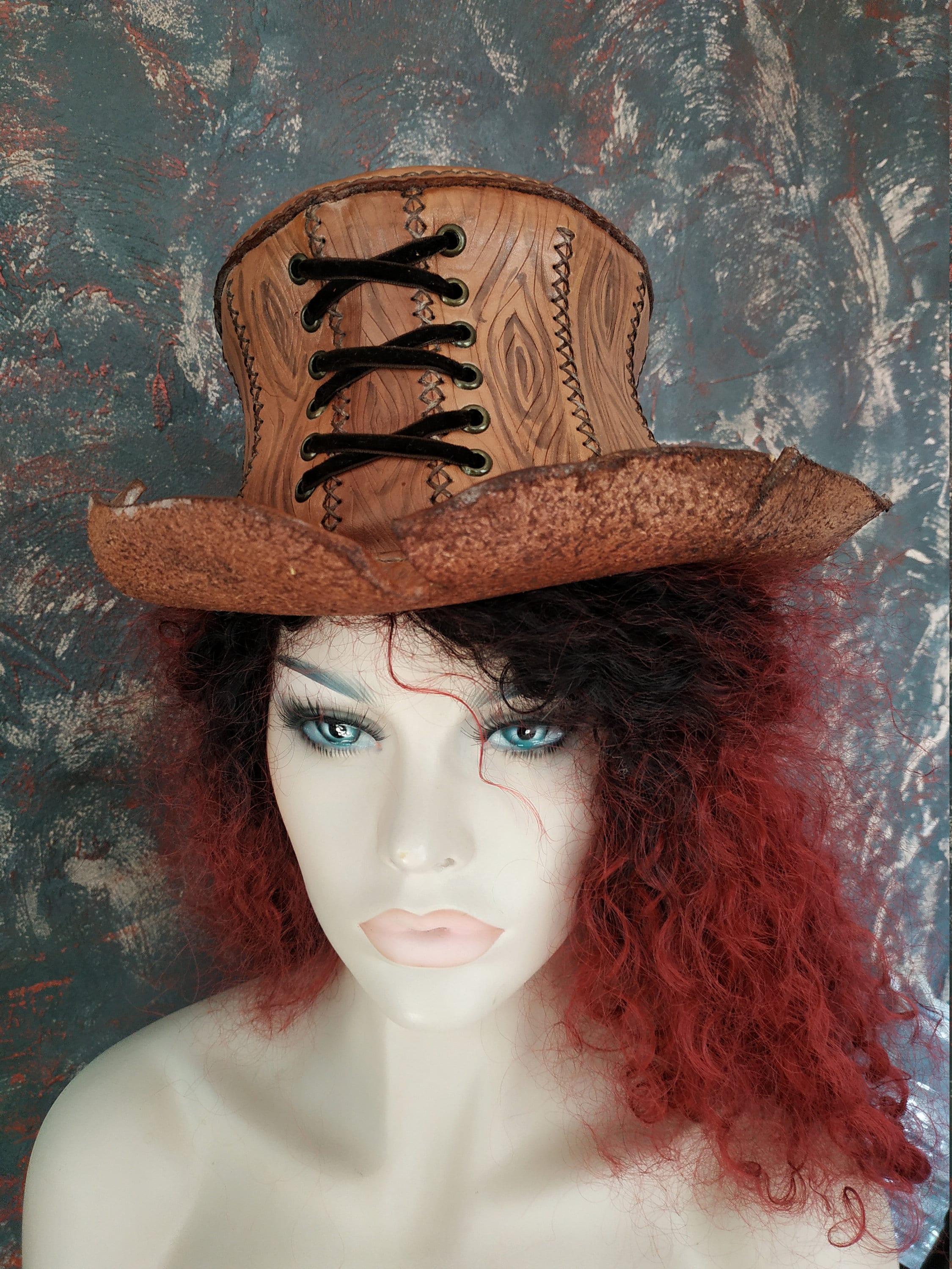 Leather Witch Wizard Hat Veg Tan Leather Pixie Halloween - Etsy