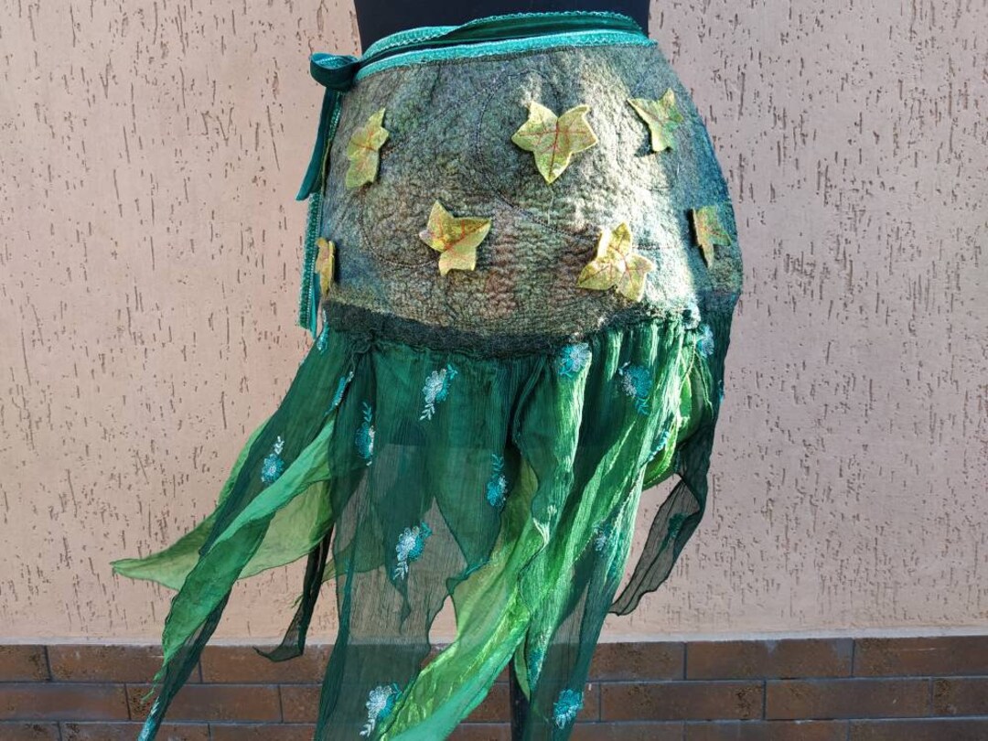 Nunofelted Forest Belt, Pixie Fairy Skirt, Hand Dyed Silk Belt, Fairy ...