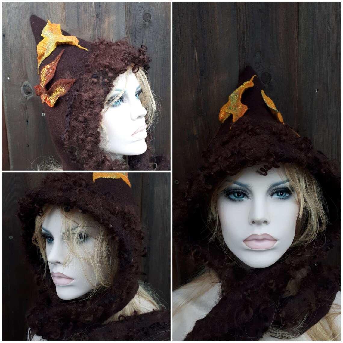 Pixie Hood-witches Hood Wool Hat-pixie Hat-felt Hat Felted - Etsy