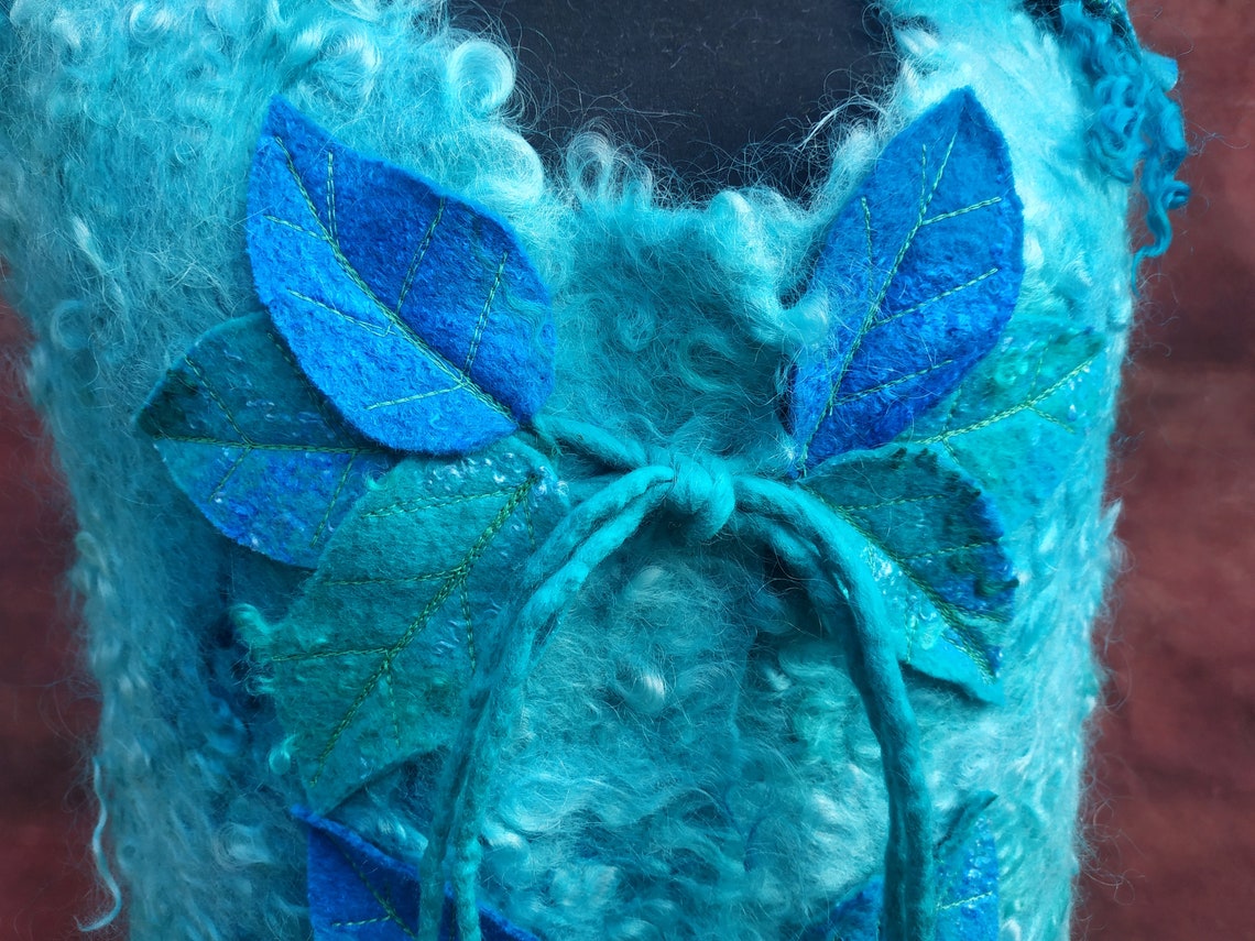 Mermaid Nuno Felted Woodland Fairy Vest Tribal Blue Vest - Etsy