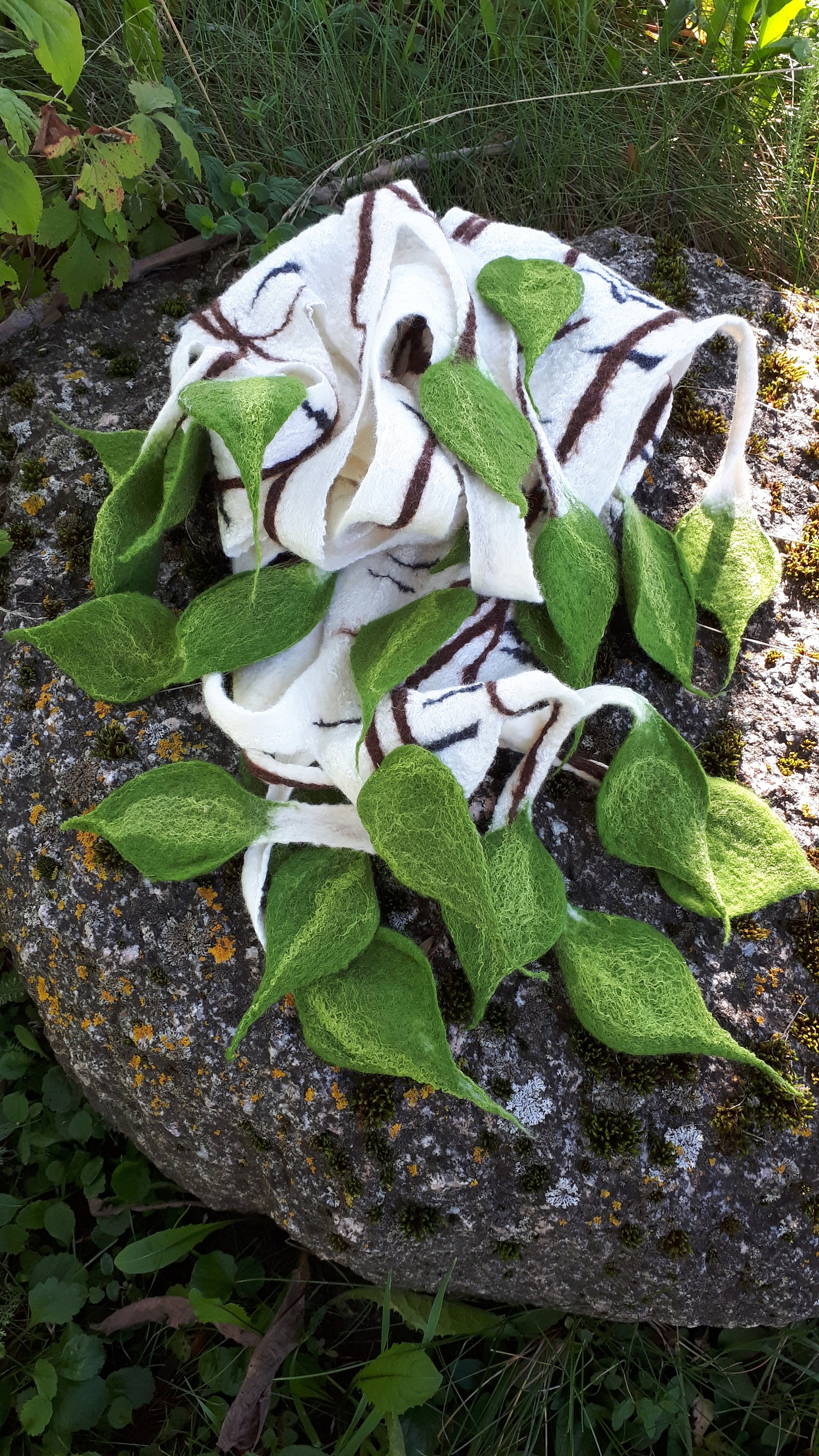 Birch Tree Scarf Fairy Scarf-felt Scarf-leaf Scarf-green | Etsy