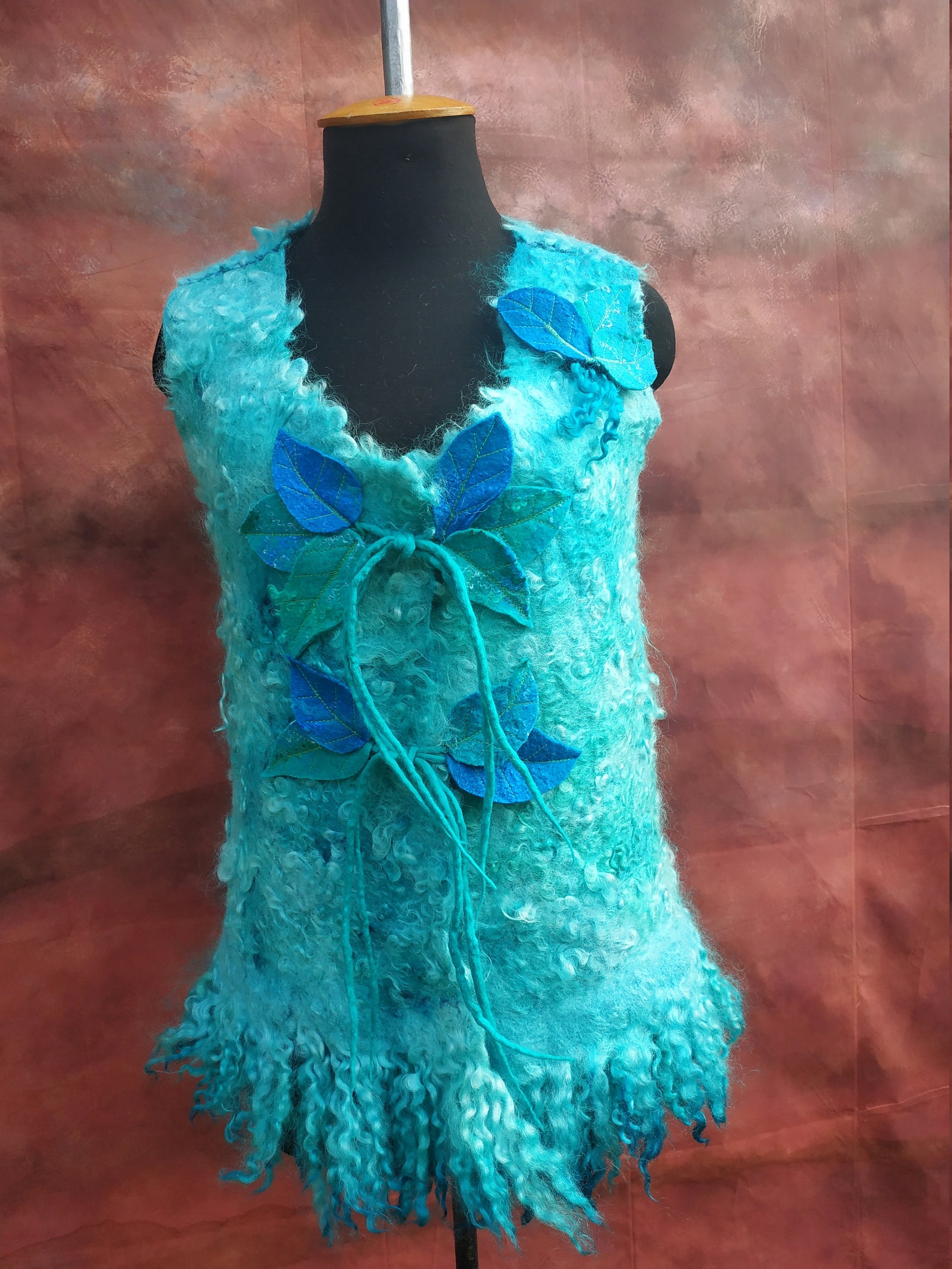 Mermaid Nuno Felted Woodland Fairy Vest Tribal Blue Vest - Etsy