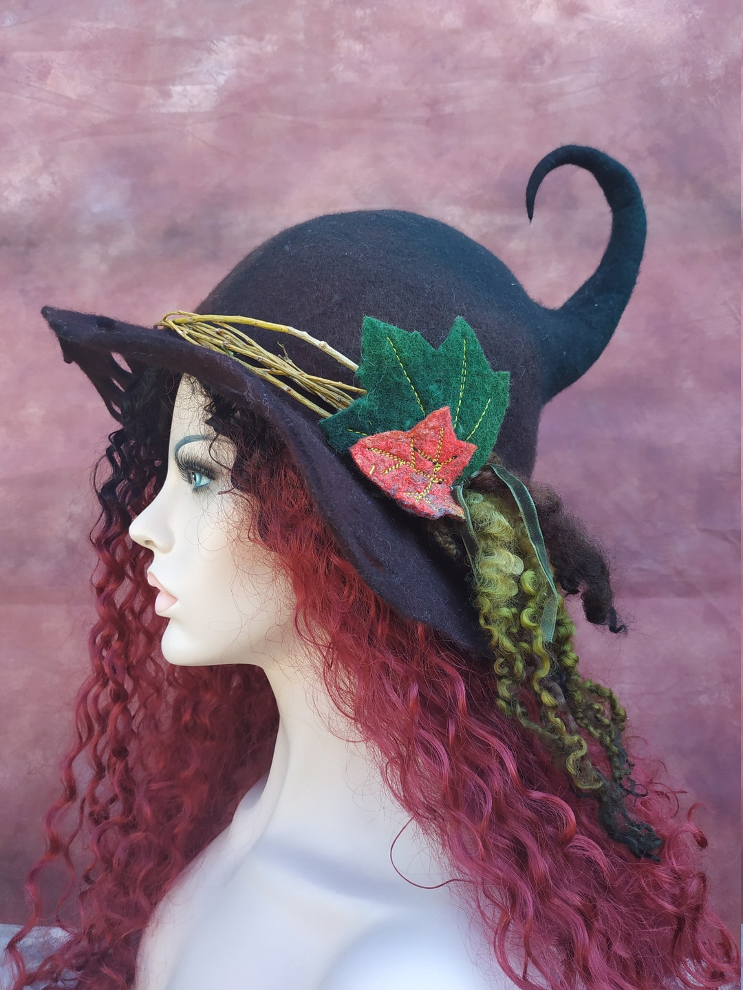 Wizar Hat, Witch Wizard Hat, Wool Hat, Pixie Cap, Felt Hat, Cosplay Hat ...