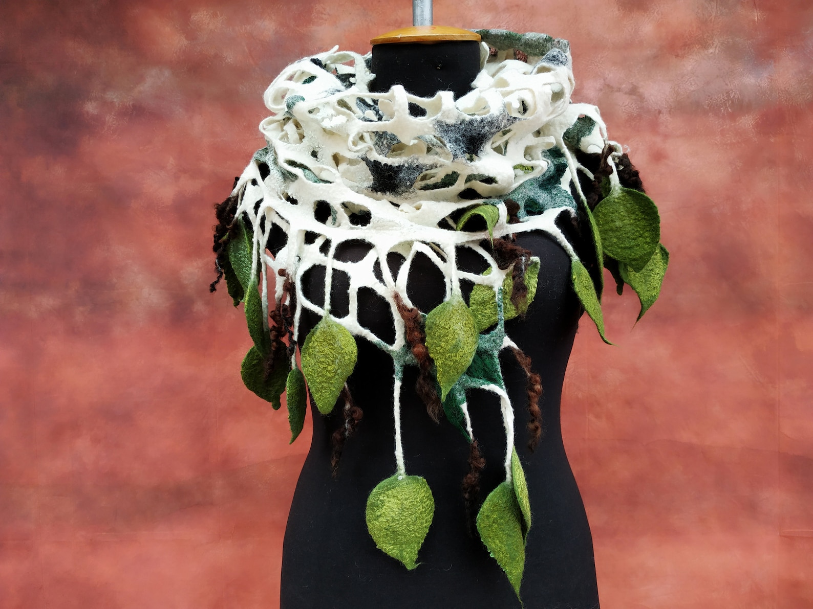 Birchtree Scarf Fairy Scarf Felt Scarf Leaf Scarf Green - Etsy