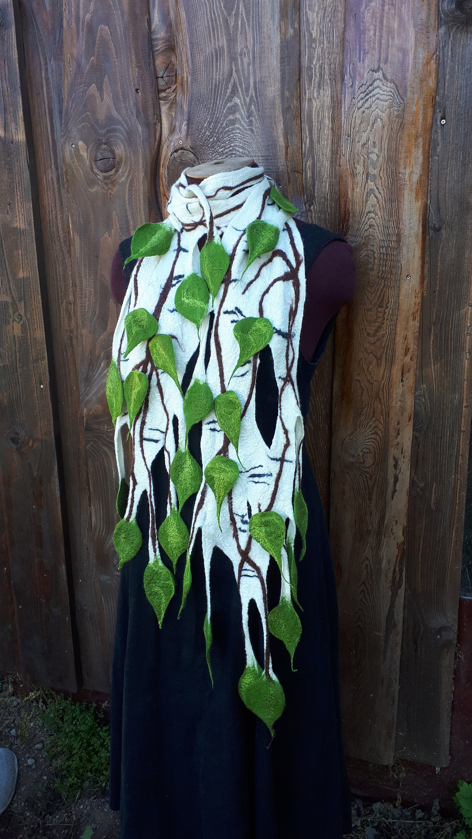 Birch Tree Scarf Fairy Scarf-felt Scarf-leaf Scarf-green | Etsy
