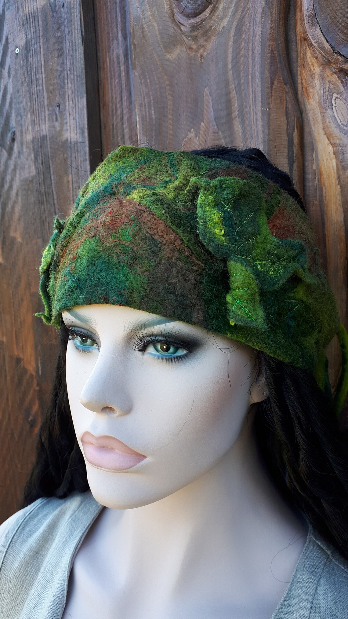 Green Leaves Headband-woodland Headbandfelted Leaf Belt Dread Wrap-hair ...