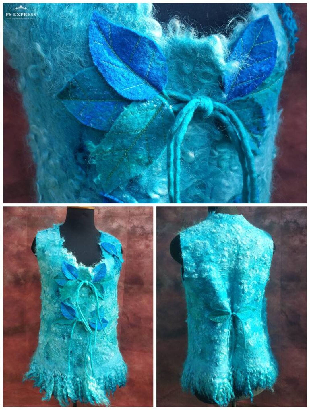 Mermaid Nuno Felted Woodland Fairy Vest Tribal Blue Vest - Etsy