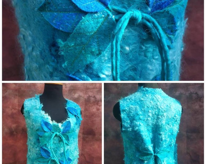 Mermaid Nuno Felted Woodland Fairy Vest, Tribal Blue Vest, Mermaid Vest ...