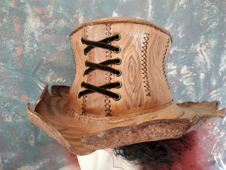 Leather Witch Wizard Hat, Veg Tan Leather, , Pixie, Halloween, Fairy ...