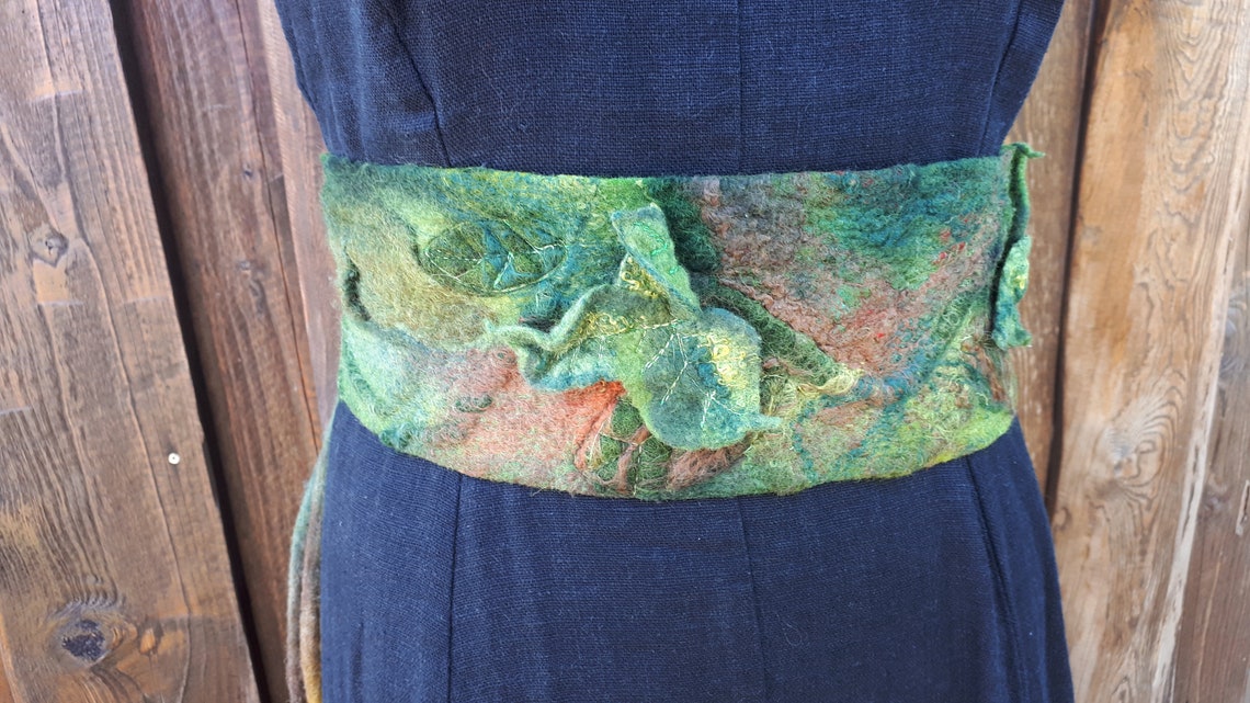 Green Leaves Headband-woodland Headbandfelted Leaf Belt Dread Wrap-hair ...