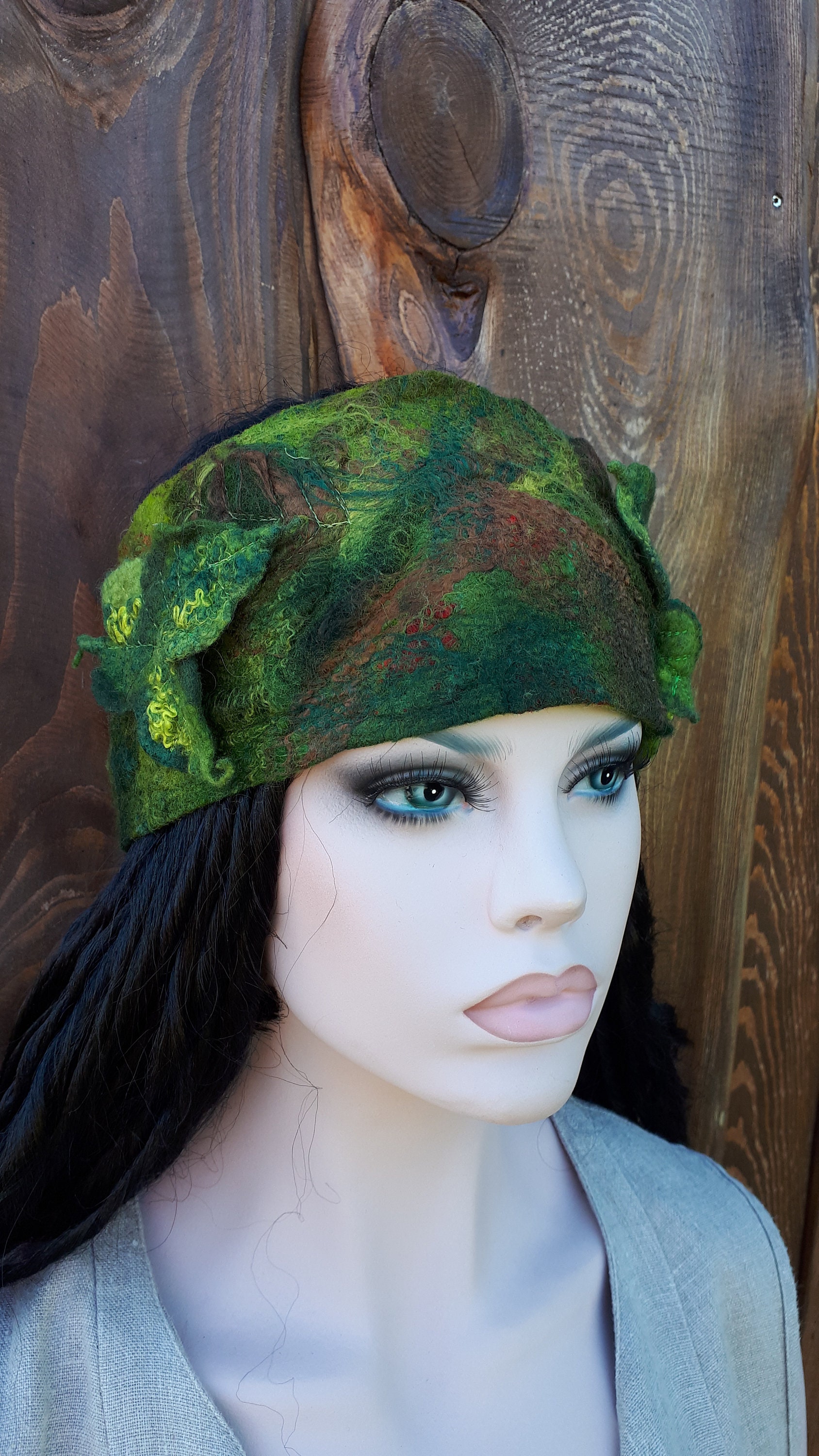Green Leaves Headband-woodland Headbandfelted Leaf Belt Dread Wrap-hair ...