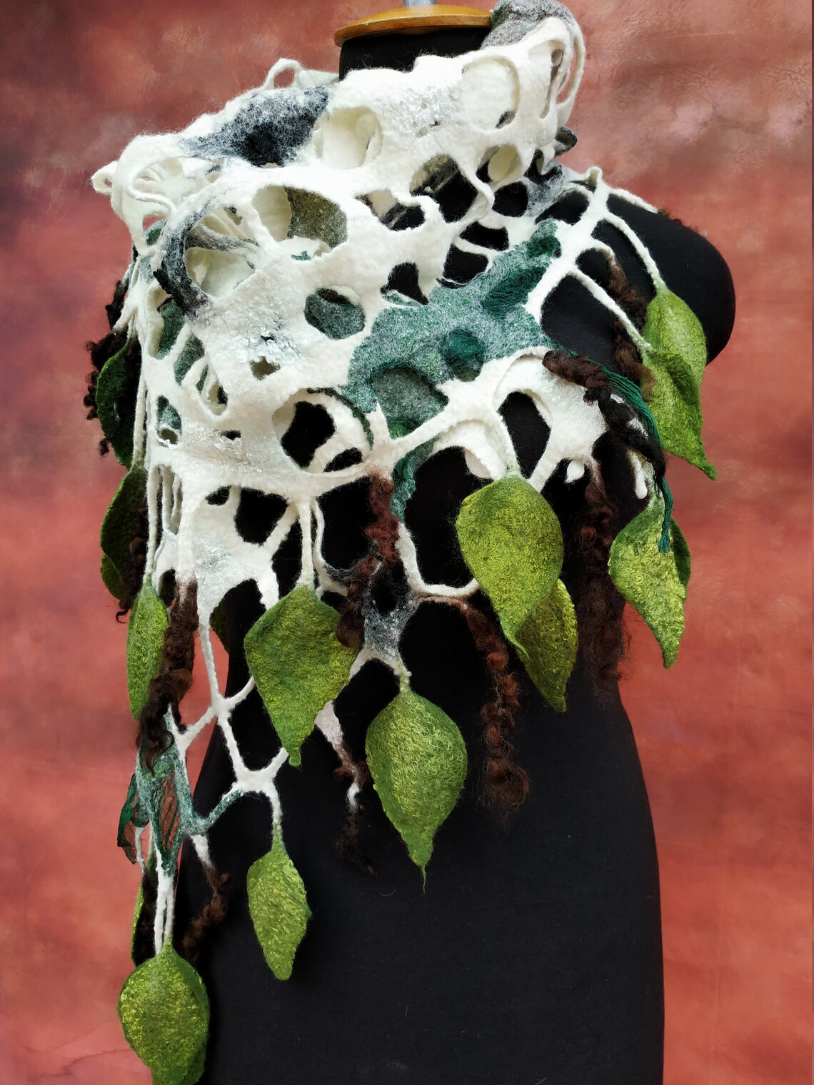 Birchtree Scarf Fairy Scarf Felt Scarf Leaf Scarf Green - Etsy