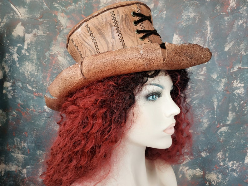 Leather Witch Wizard Hat, Veg Tan Leather, , Pixie, Halloween, Fairy ...