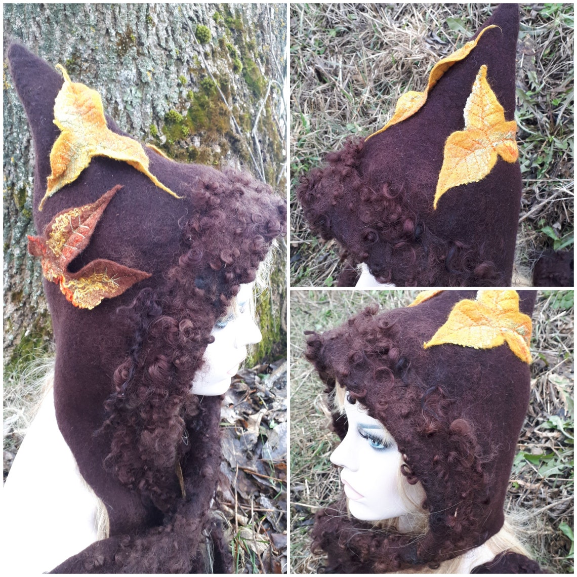 Pixie Hood-witches Hood Wool Hat-pixie Hat-felt Hat Felted - Etsy