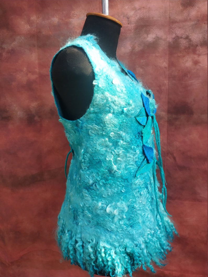 Mermaid Nuno Felted Woodland Fairy Vest Tribal Blue Vest - Etsy
