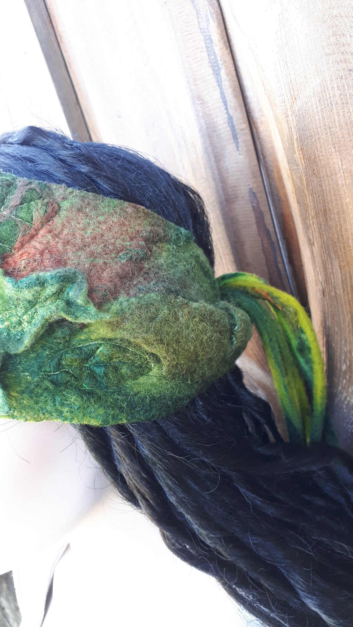 Green Leaves Headband-woodland Headbandfelted Leaf Belt Dread Wrap-hair ...