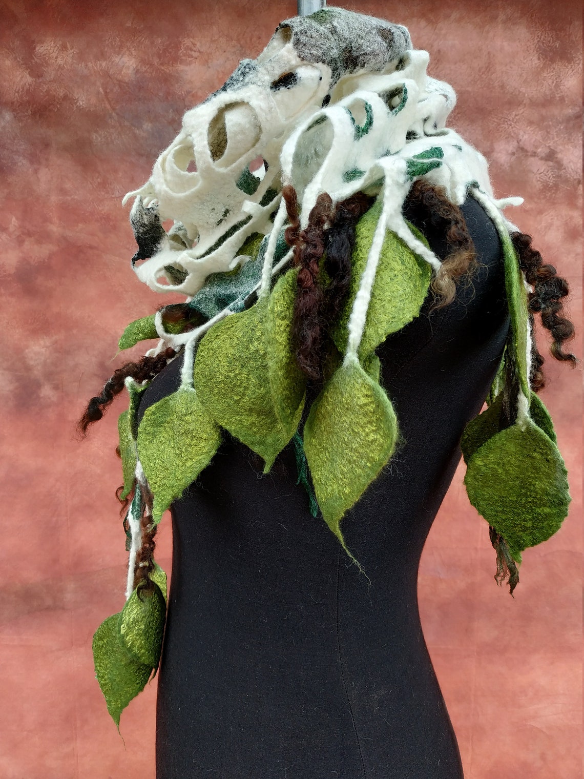 Birchtree Scarf Fairy Scarf Felt Scarf Leaf Scarf Green - Etsy