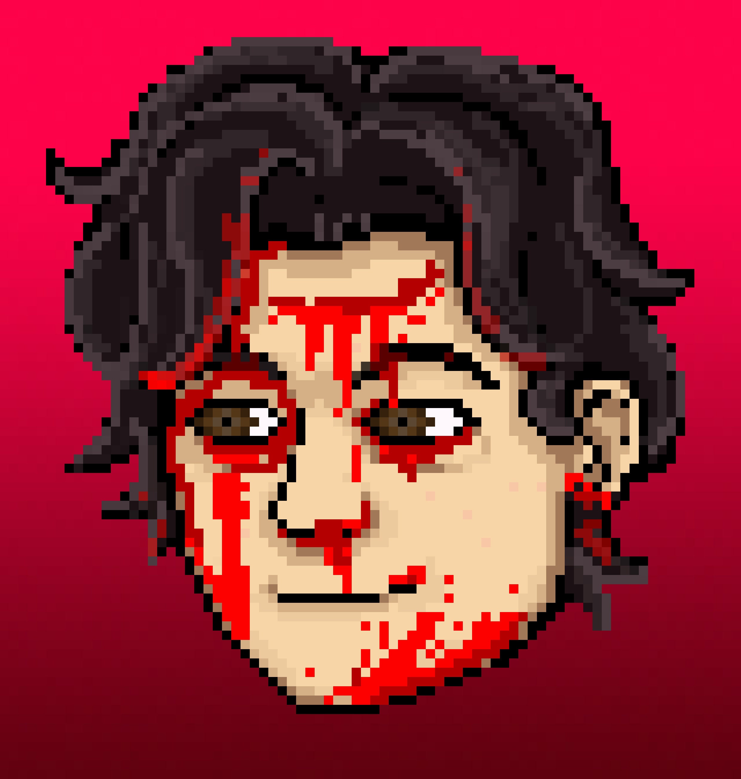 Pixel Art Character Portrait In Hotline Miami Style Etsy