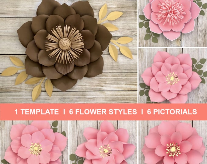 DIY Large Paper Flower Templates- SVG Cut Files- Giant Paper Flowers ...