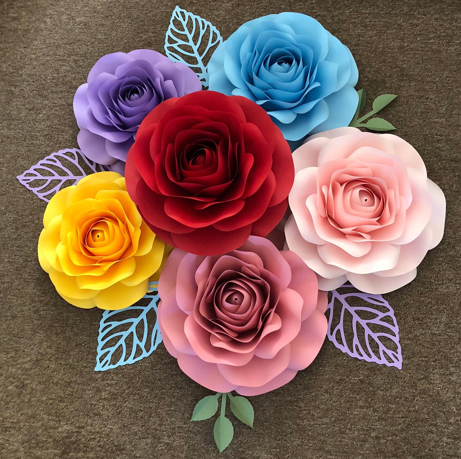 Paper Flowers Rose Template, Large Paper Flowers Wall, Giant Paper ...