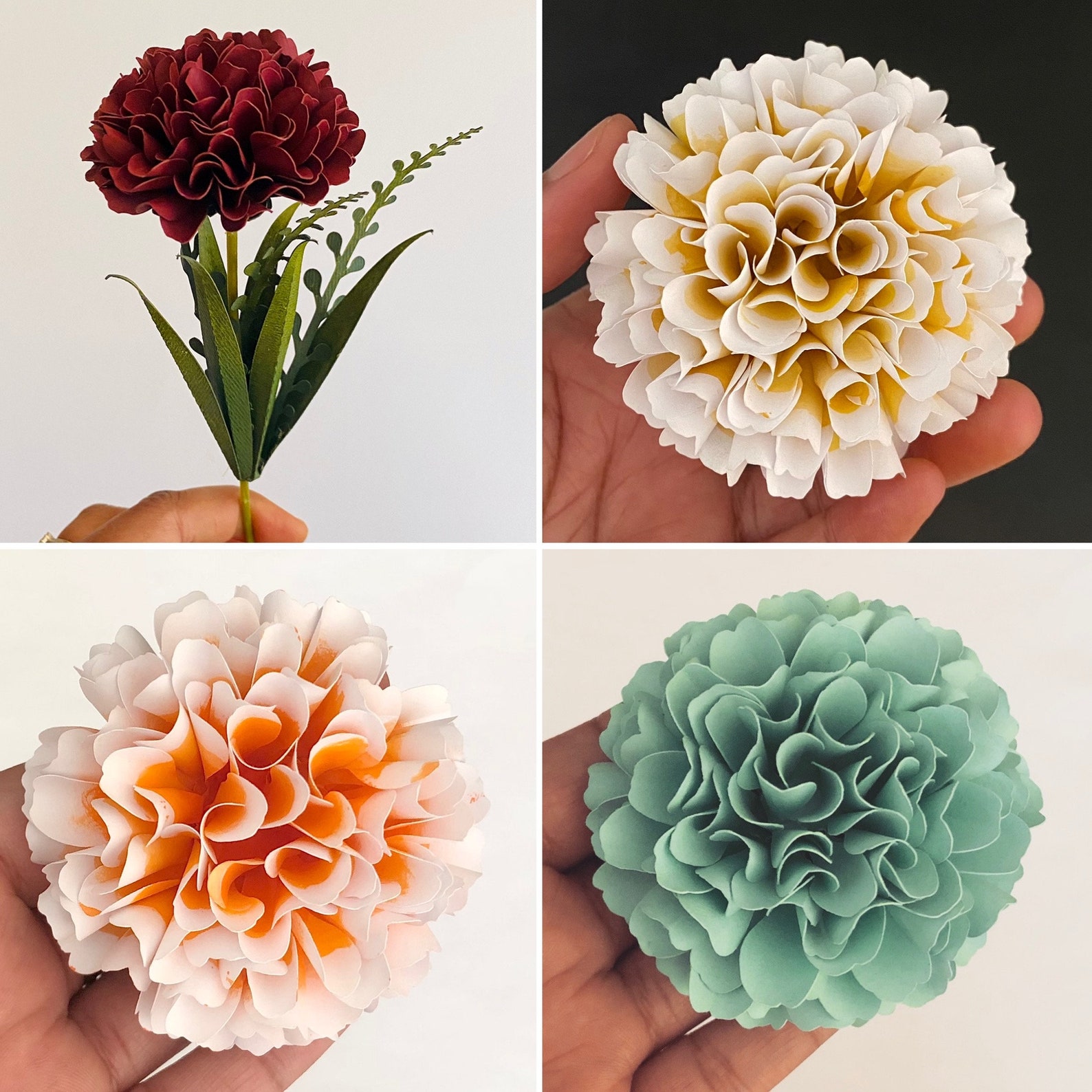 Paper Carnation Template: Small DIY Flowers, SVG, Studio3 (digital ...